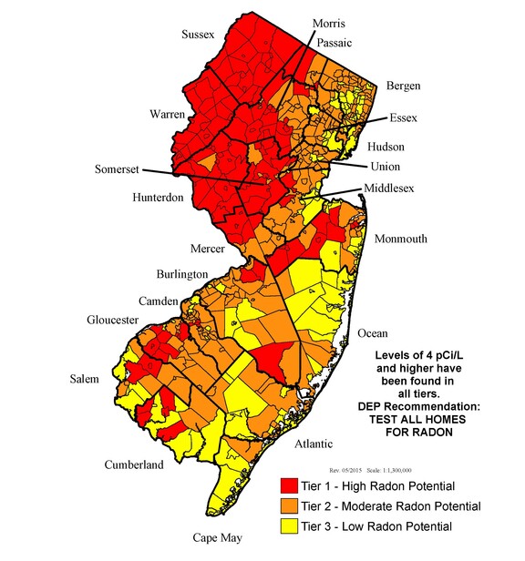 NJ Radon Map Zones - njradontek.com